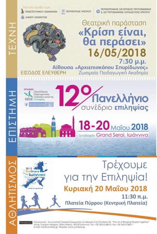 12ο Πανελλήνιο Συνέδριο Επιληψίας, με παράλληλες εκδηλώσεις, Ιωάννινα ...